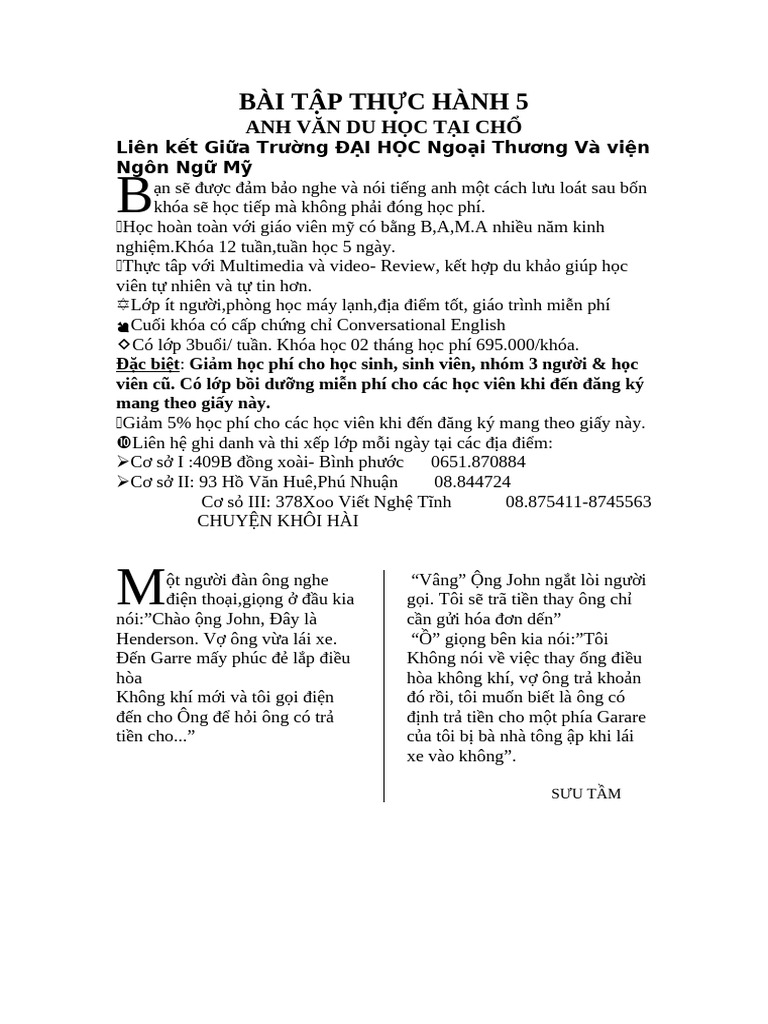 (123doc) Bai Tap Thuc Hanh 5 Anh Van Du Hoc Tai Cho | PDF