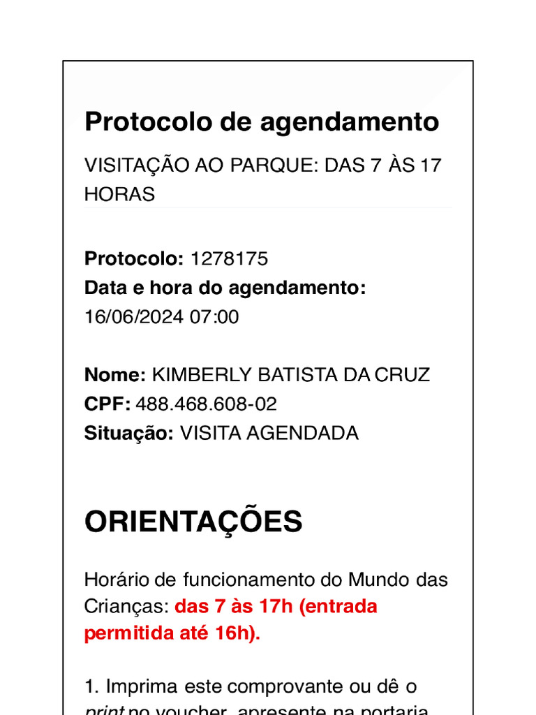 Agendamento 1278175 | PDF