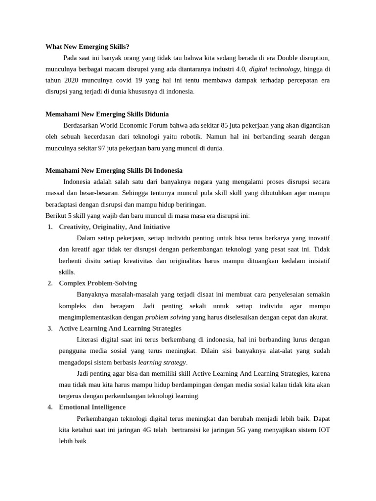 What New Emerging Skills | PDF