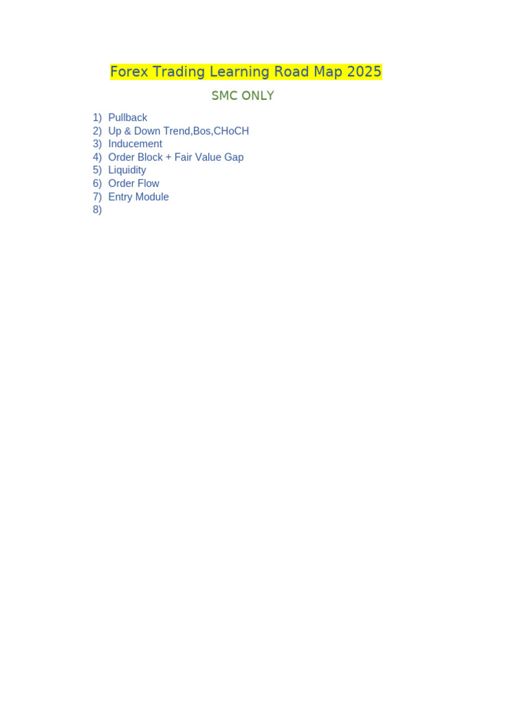 Forex Trading Learning Road Map 2025 | PDF