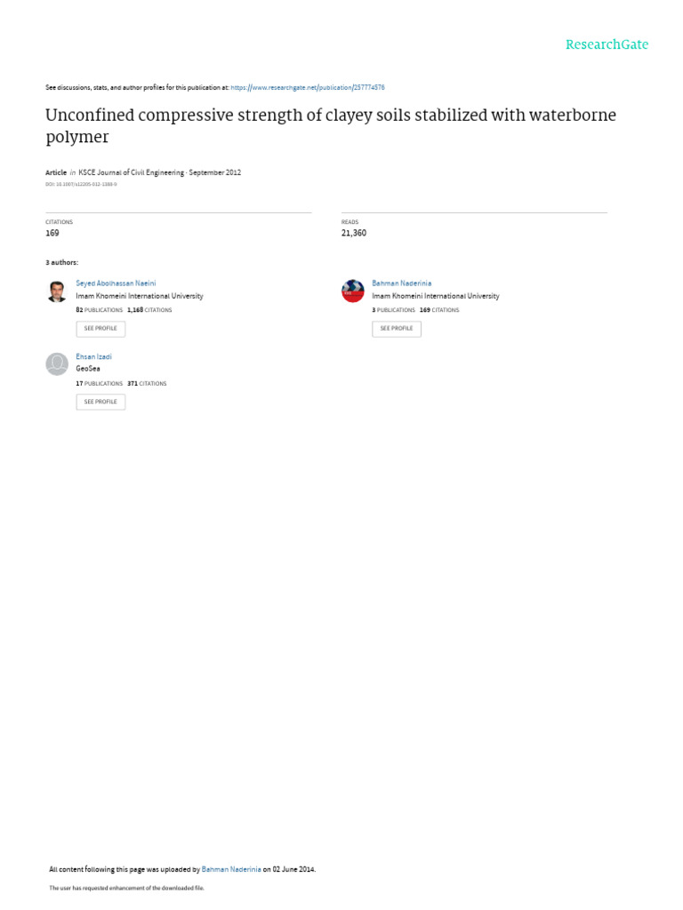 Unconfined Compressive Strength of Clayey Soils ST | PDF | Soil | Clay
