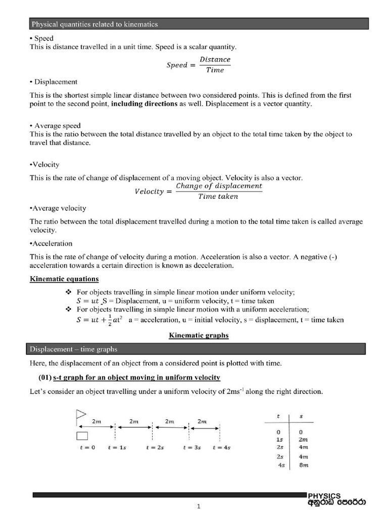 Motion Graphs ST & VT | PDF