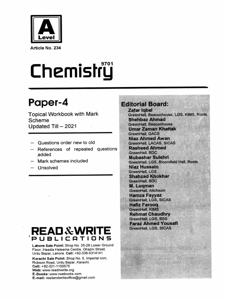 Chemistry Paper 4 | PDF