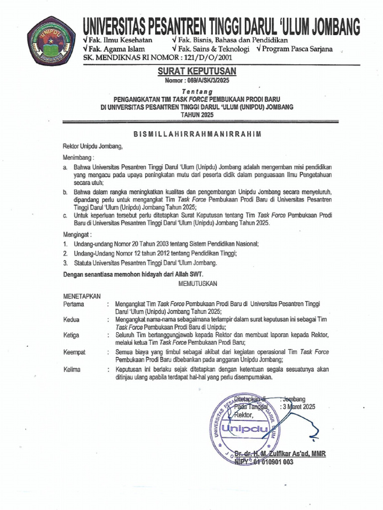 SK Tim Task Force Pembukaan Prodi Baru | PDF