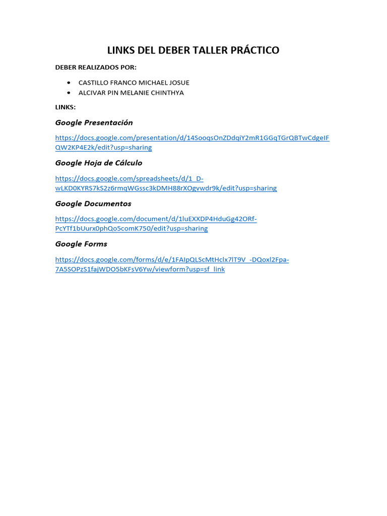 Links Del Deber Taller Práctico | PDF
