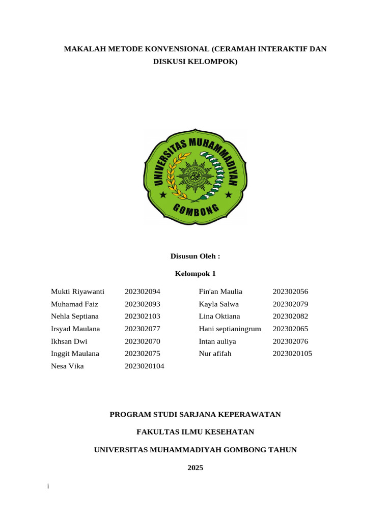 Makalah Metode Konvensional - Kelompok 1 2b | PDF