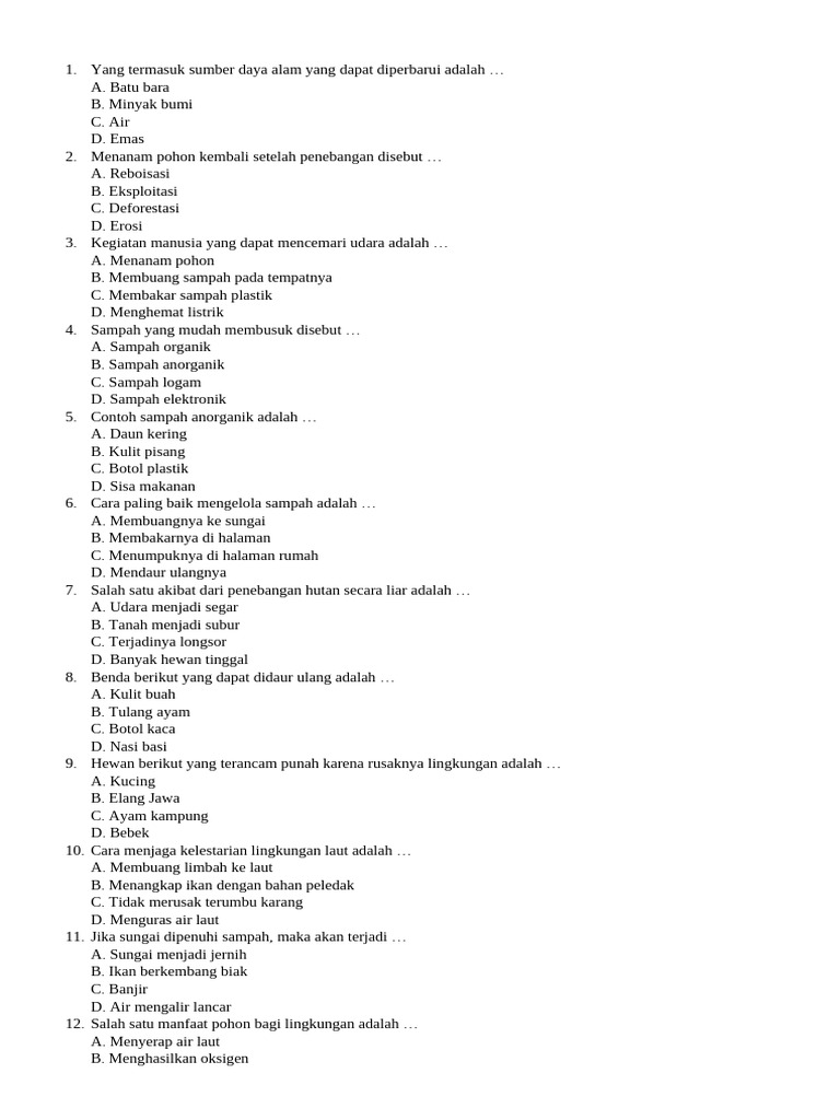 Naskah Soal Sas PLH SMT 2 Bastian 2025 | PDF