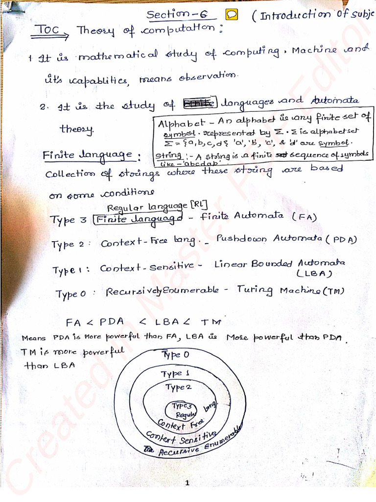 Toc Notes Unit 1 To 5 | PDF | Automata Theory | String (Computer Science)