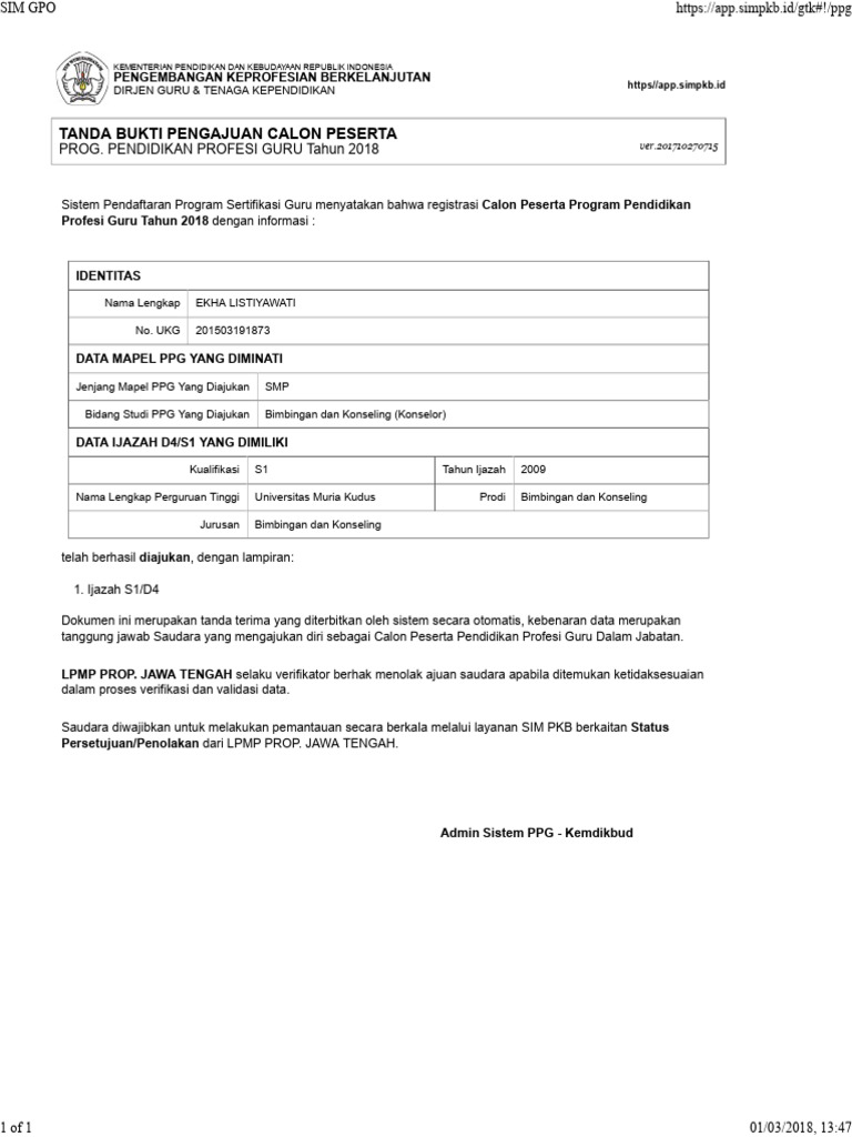 Bukti Ajuan Sim PKB | PDF