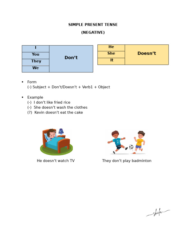 Simple Present Tense (Negative) | PDF