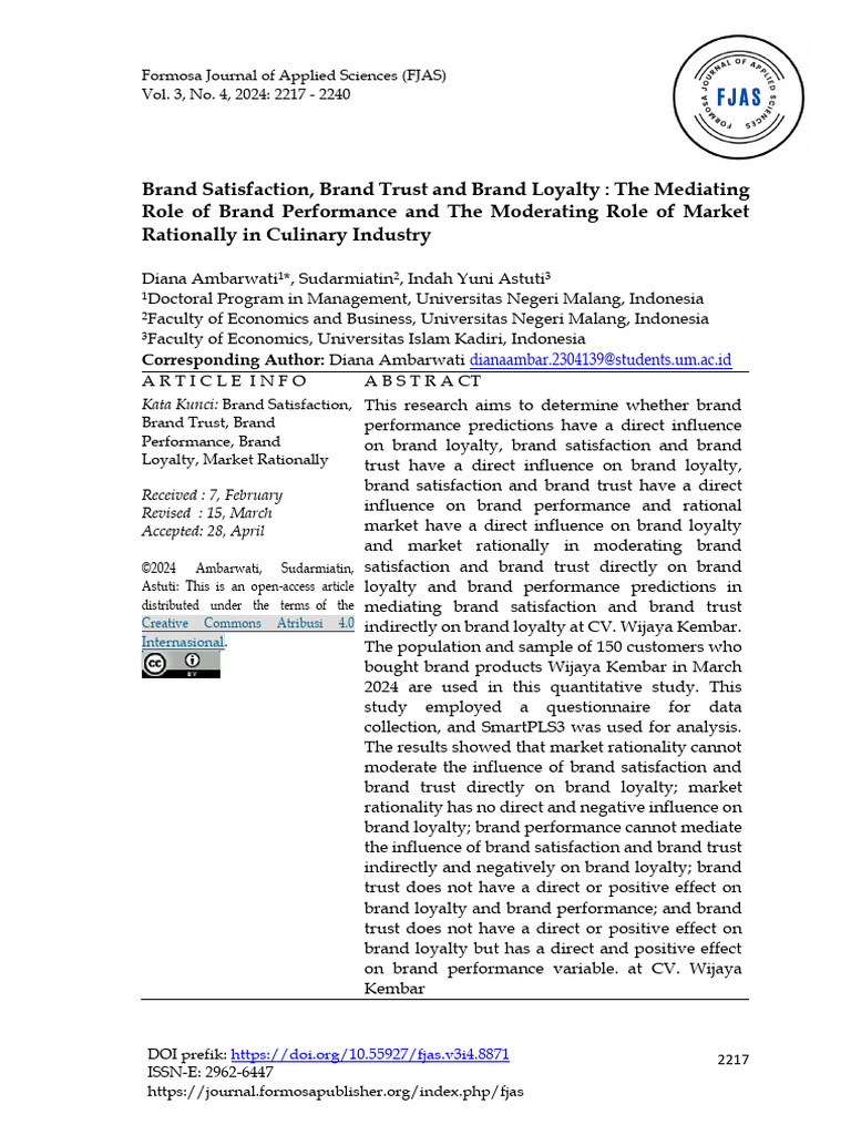 Brand Satisfaction Brand Trust and Brand Loyalty T | PDF | Brand | Coefficient Of Determination