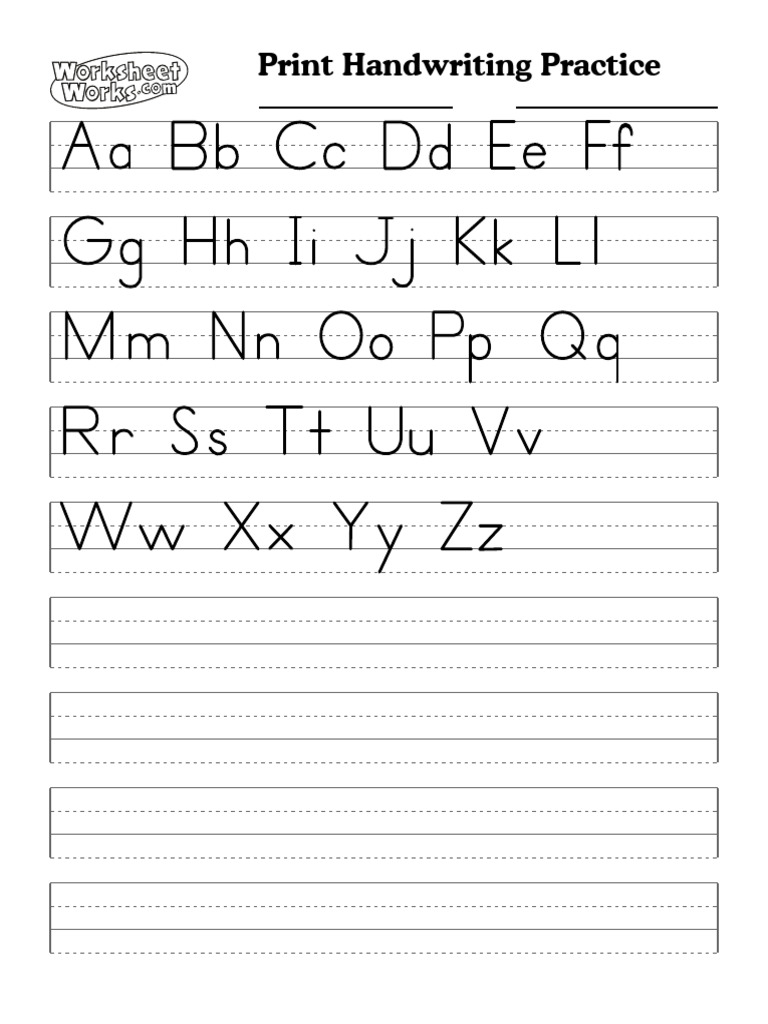 WorksheetWorks Print Handwriting Practice 1 | PDF