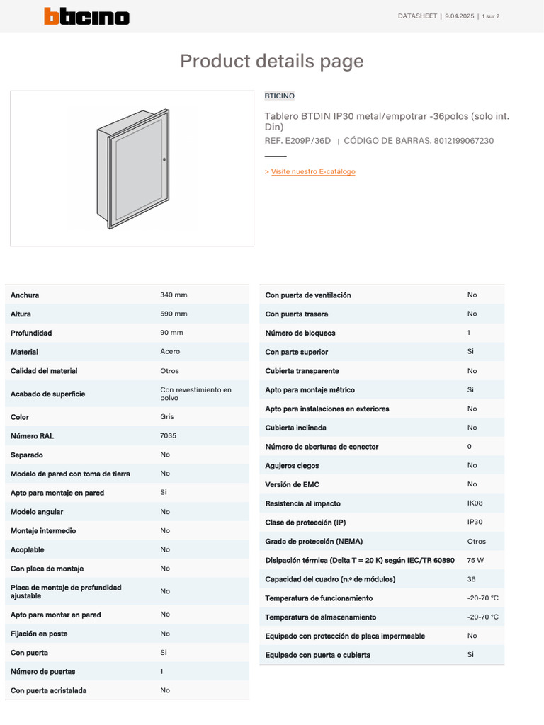 E209P 36D-ProductSheet | PDF