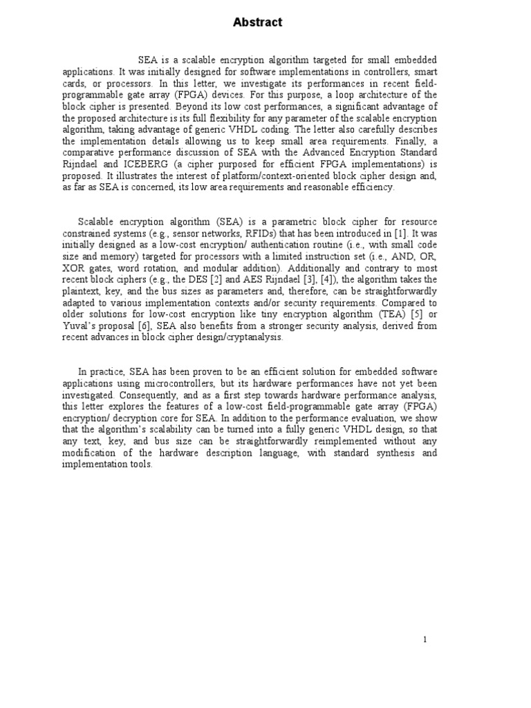 A Vhdl Scalable Encryption Algorithm Pdf