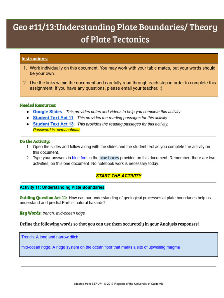 Hannah Randall - Sub Day Geo 11 - 13 Henning | PDF | Plate Tectonics ...