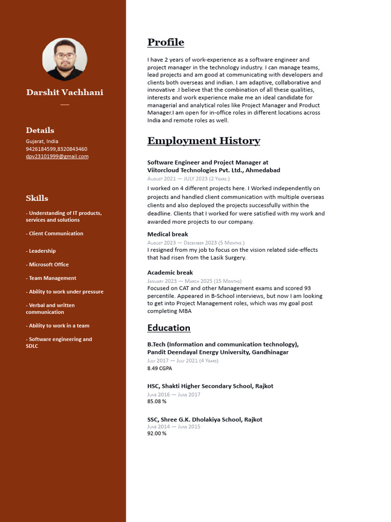 Darshit Vachhani Project & Product Management Resume | PDF | Health Care