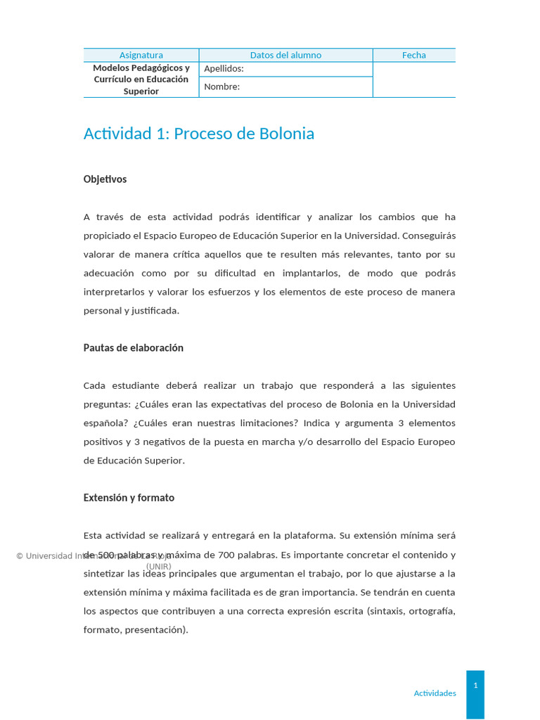 Análisis del Proceso de Bolonia en Educación | PDF | Plan de estudios ...