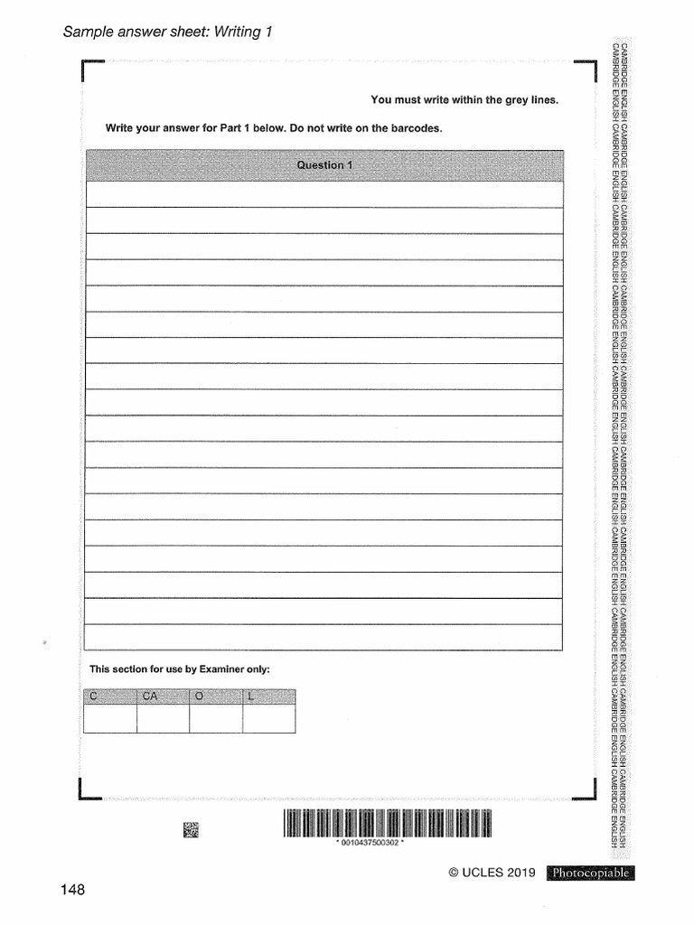 Preliminary Mock Test Writing and Listening Answer Sheet | PDF