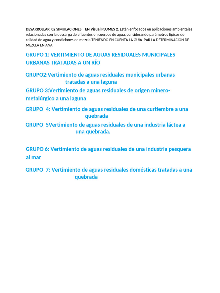 Desarrollar 02 Simulaciones en Visual Plumes 2 Semana 9 | PDF