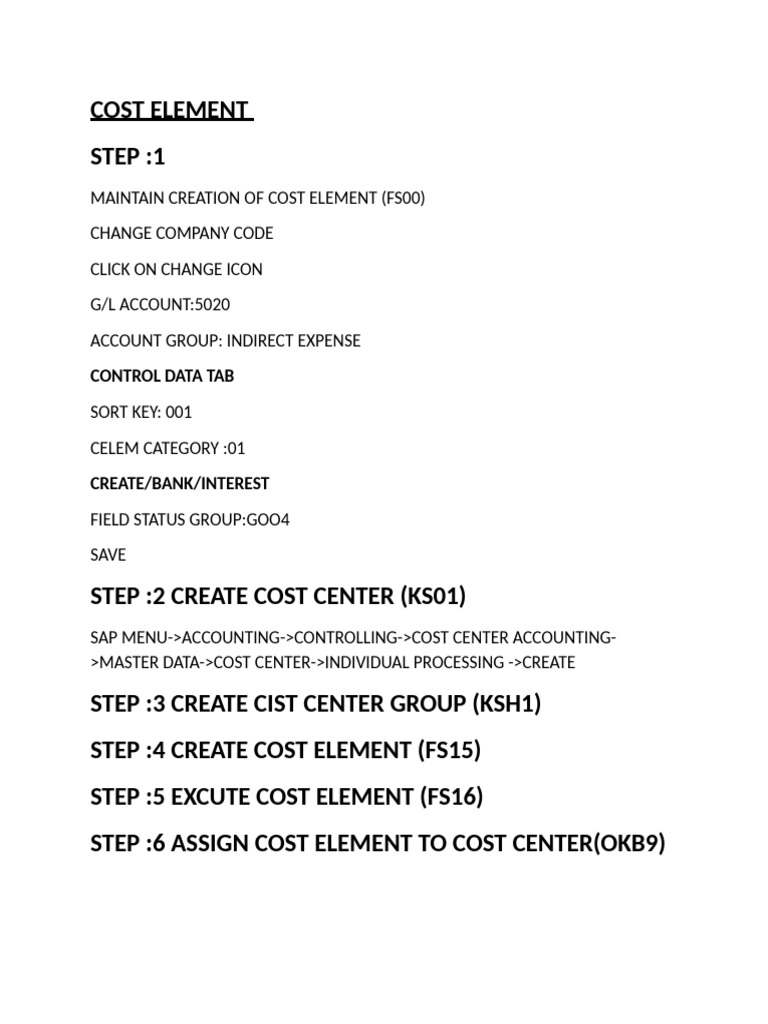 Cost Element | PDF