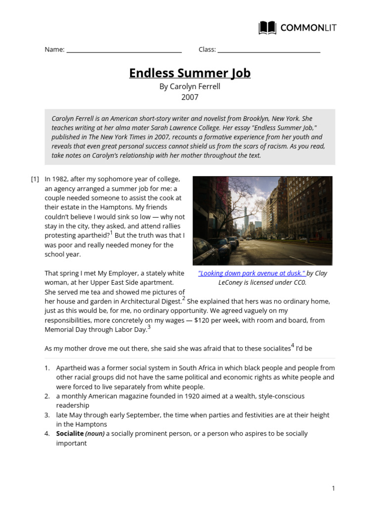Carolyn Ferrell's "Endless Summer Job" Insights | PDF