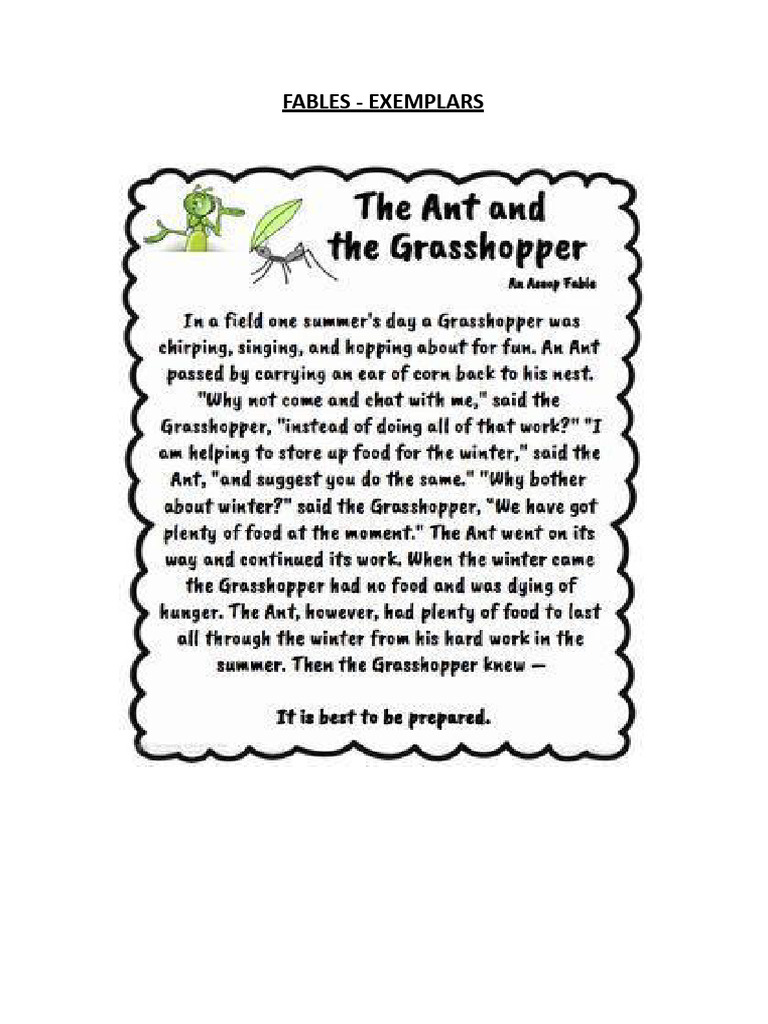 Eng-Fables-Reading Task (13-7-'22) | PDF