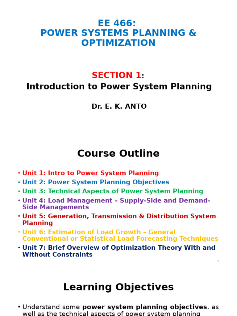 Power System Planning Overview | PDF | Investing | Economies