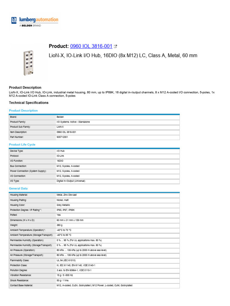 0960IOL3816-001 Techdata | PDF | Power Supply | Direct Current