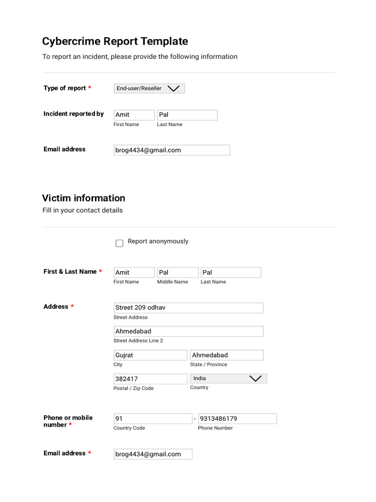 Cybercrime Incident Report Template | PDF | Cybercrime | Phishing