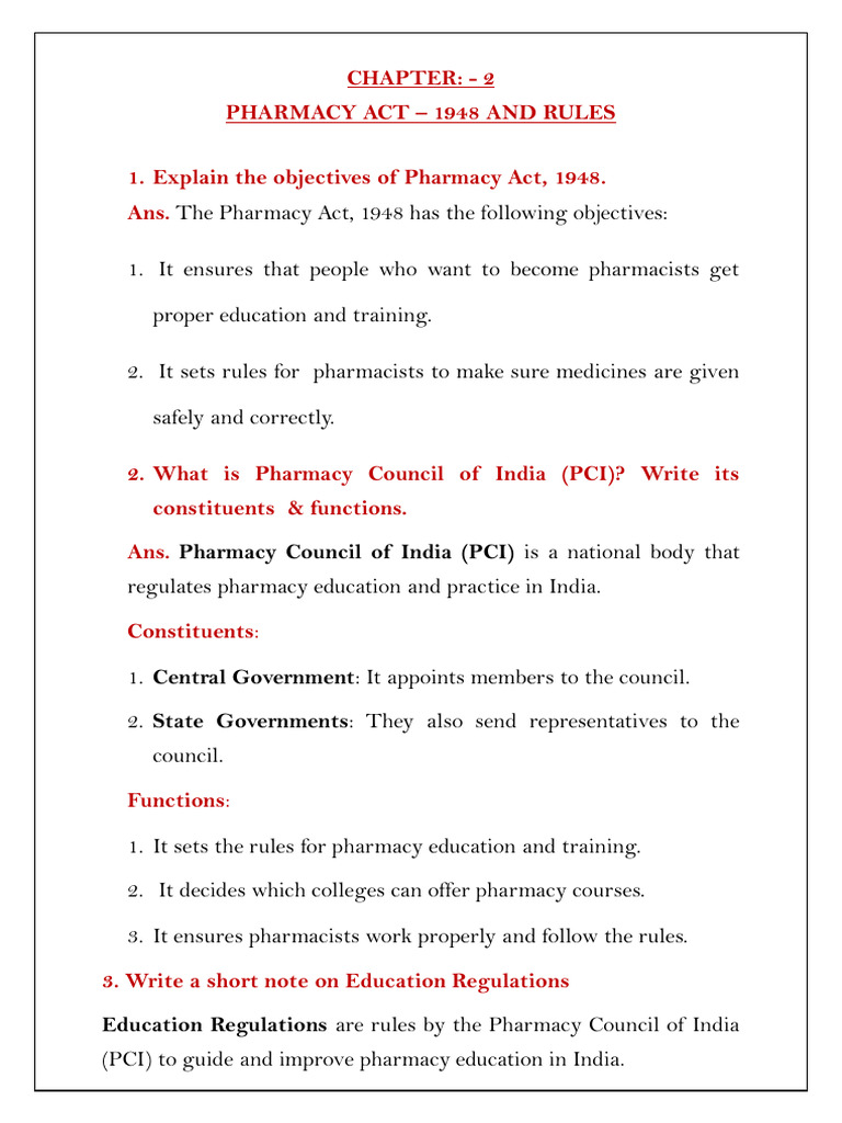 Pharmacy Ethics and Law (Chapter 2 Pharmacy Act 1948 | PDF | Pharmacy | Pharmacist