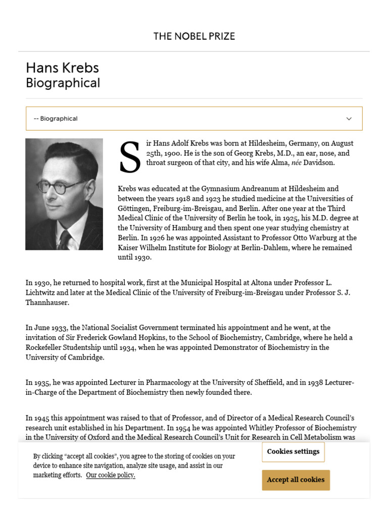Hans Krebs - Biographical | PDF | Biology