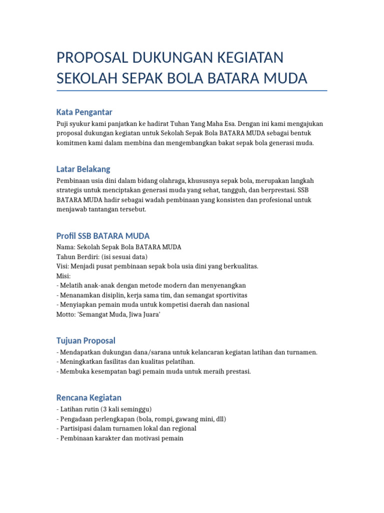 Proposal SSB Batara Muda | PDF