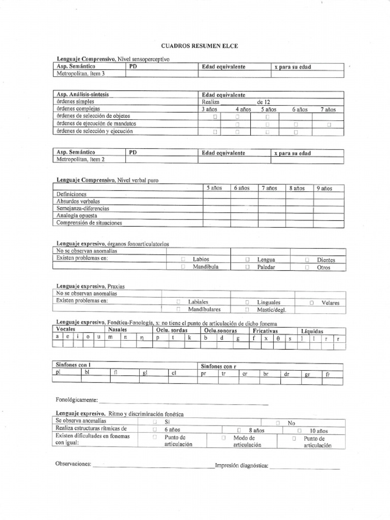Cuadros Resumen ELCE | PDF