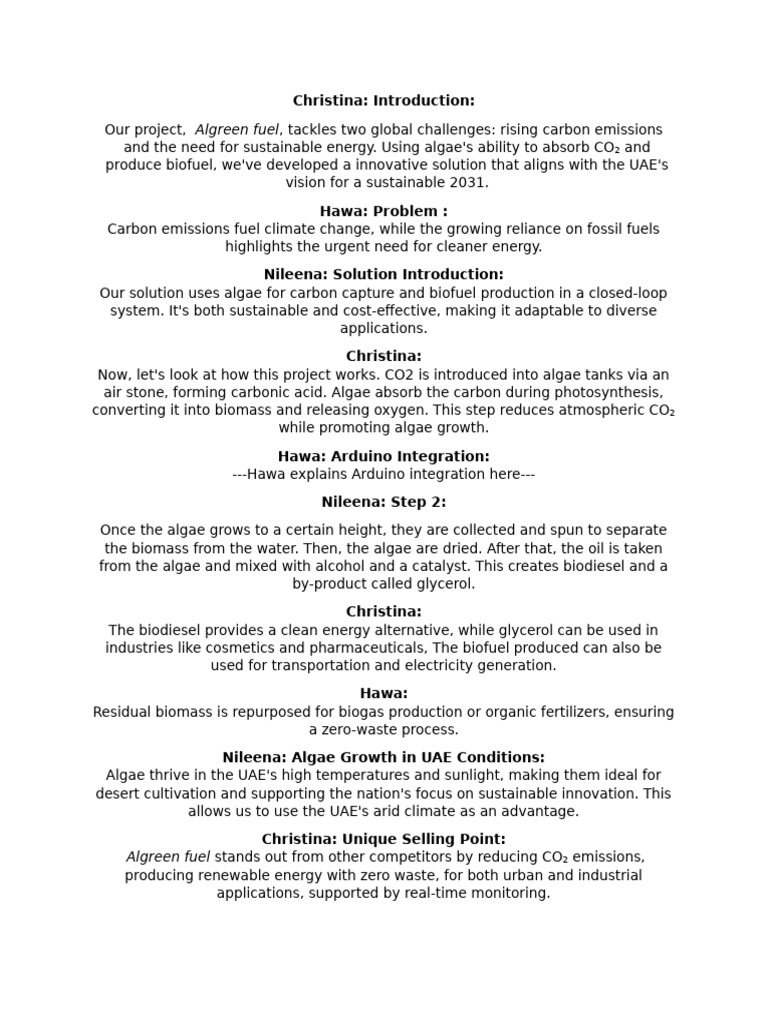 Revised Script For Gic | PDF | Algae Fuel | Biofuel