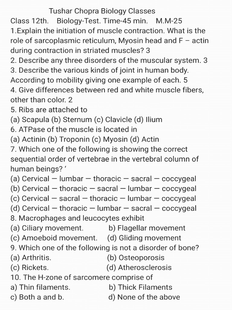 Locomotion and Movement Full CH Test | PDF