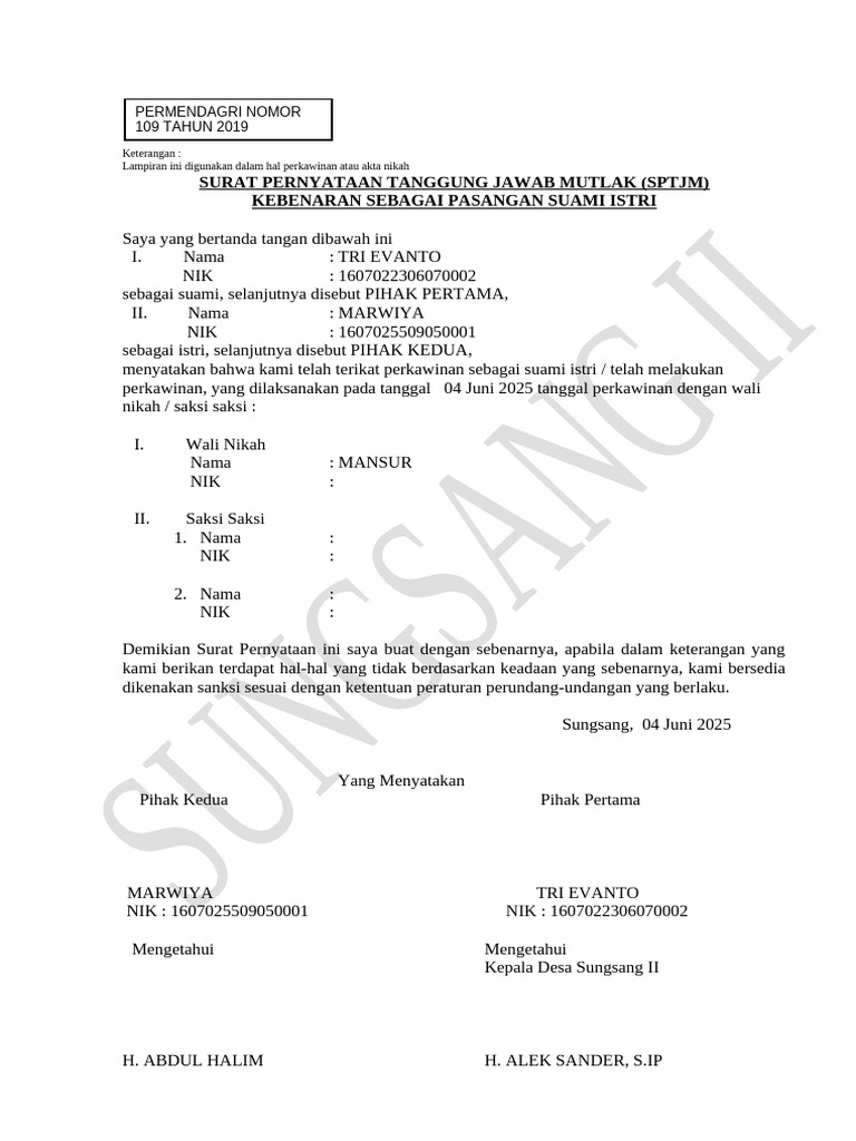 Surat Pernyataan Tanggung Jawab Mutlak | PDF