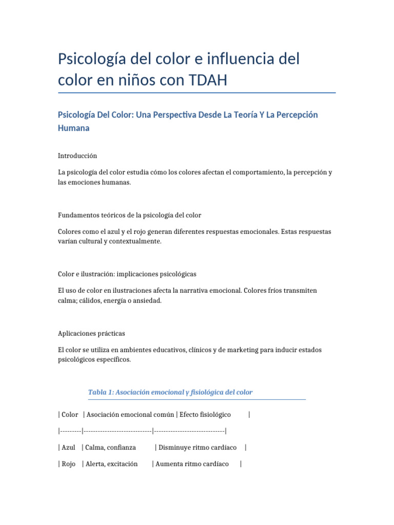 Psicologia Color TDAH | PDF | Las emociones | Color