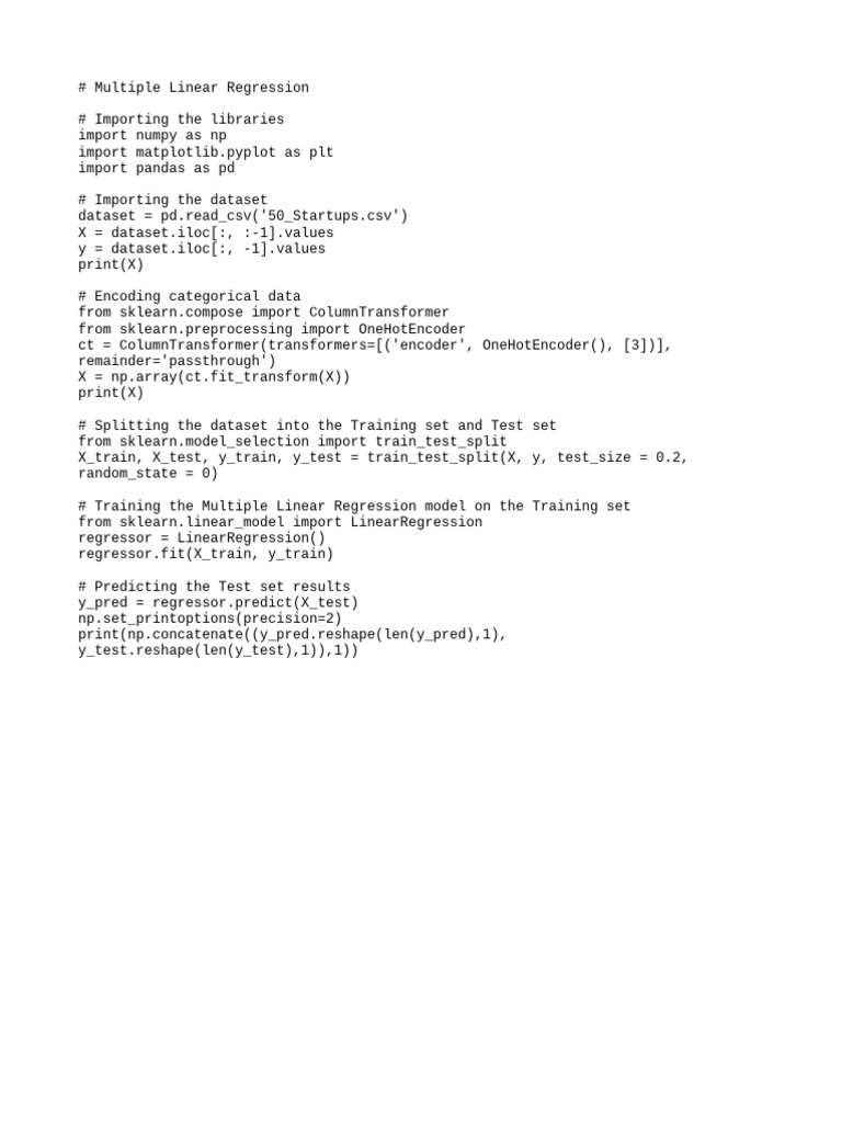 Multiple Regression Codes | PDF