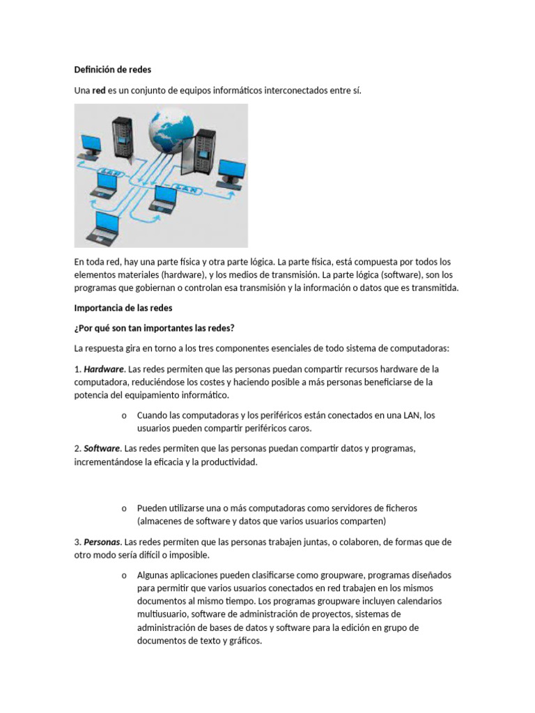 Definición y tipos de redes | PDF | Red de computadoras | Internet