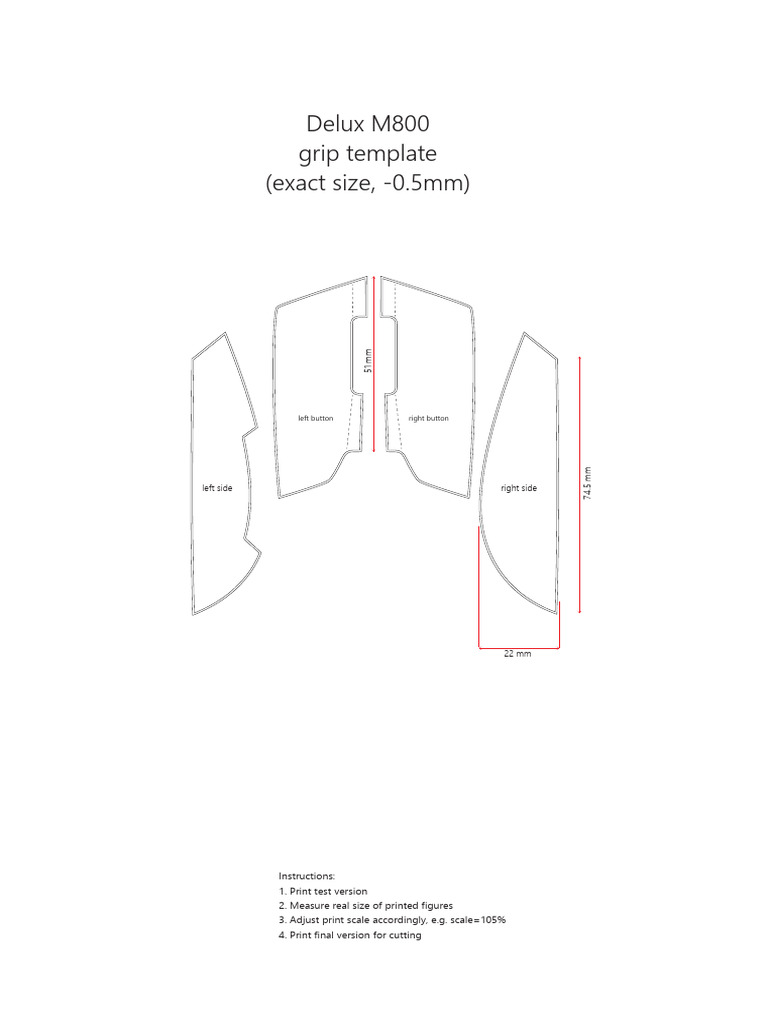 Delux m800 Grip Template | PDF