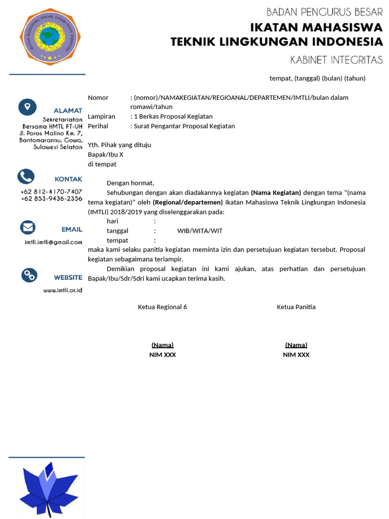 Surat Pengantar Proposal Kegiatan | PDF