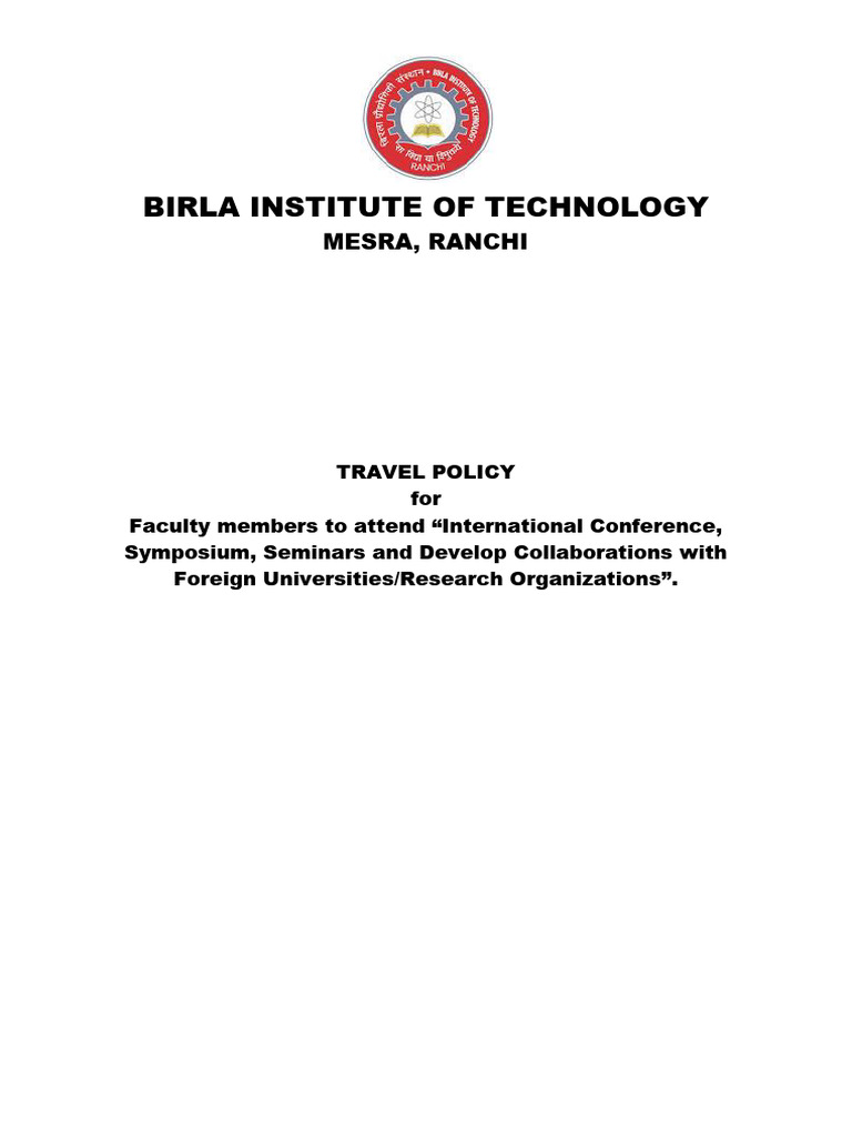 BIT Mesra Faculty International Travel Policy | PDF