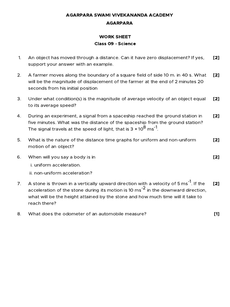 Class - 9 Project As Work Sheet | PDF