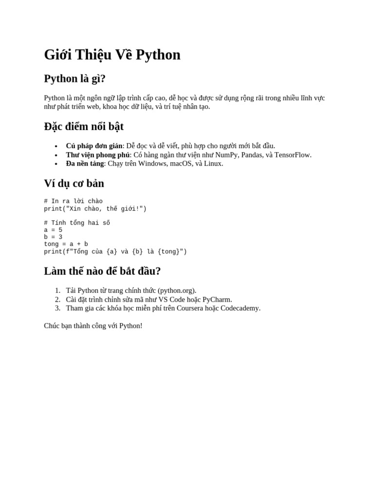 Giới Thiệu Về Python | PDF