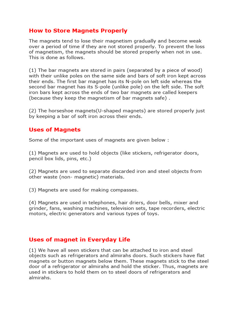 Proper Magnet Storage Techniques | PDF | Magnet | Refrigerator