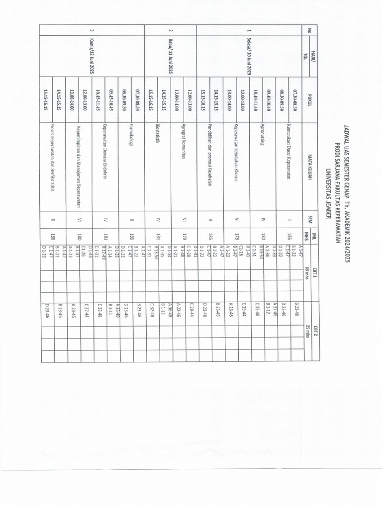 Jadwal Uas Genap 2425 - Mhs | PDF