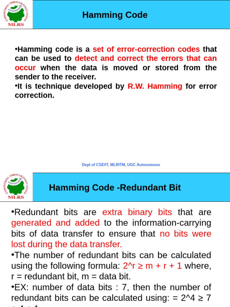 L3 Hamming Code | PDF | Error Detection And Correction | Computer Architecture