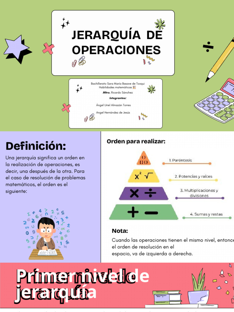 Jerarquía de Operaciones Matemáticas | PDF | Exponenciación | Soporte