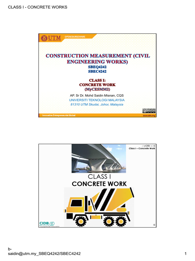 4242 MyCESMM2 Class I - Concrete Work - L | PDF | Prestressed Concrete ...