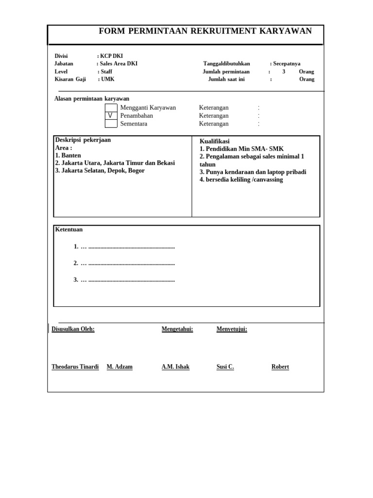 FR - HR - 001 Form Permintaan Karyawan | PDF
